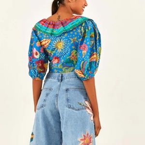 FARM Rio | Tops | Farm Rio Blue Ocean Wrap Blouse Nwt | Poshmark